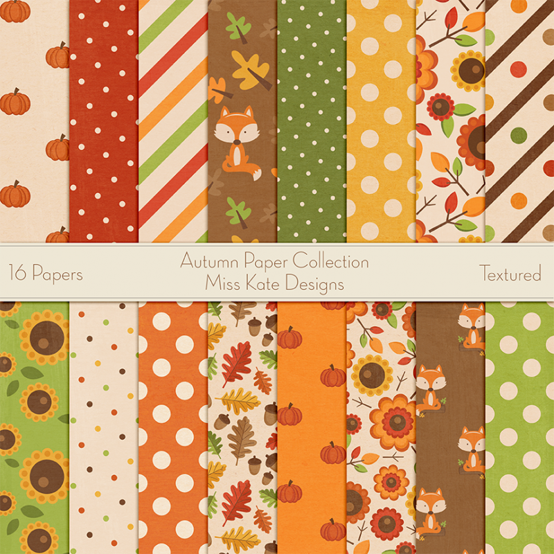Miss Kate Designs Autumn Paper Collection for Scrapbooking, Card Making ...