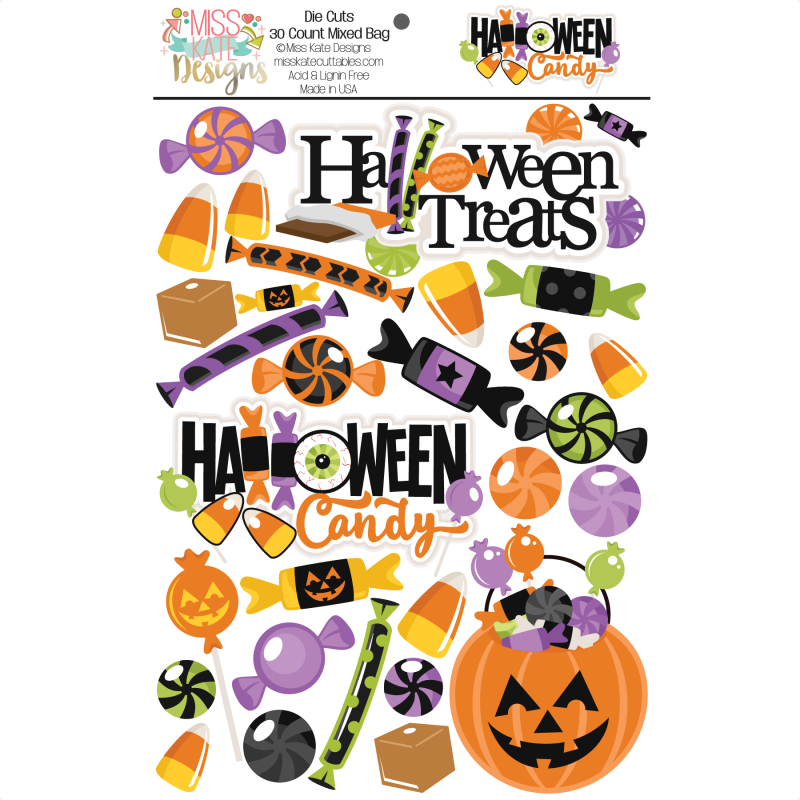 Miss Kate Designs Halloween Candy Paper Die Cuts for Scrapbooking, Card ...