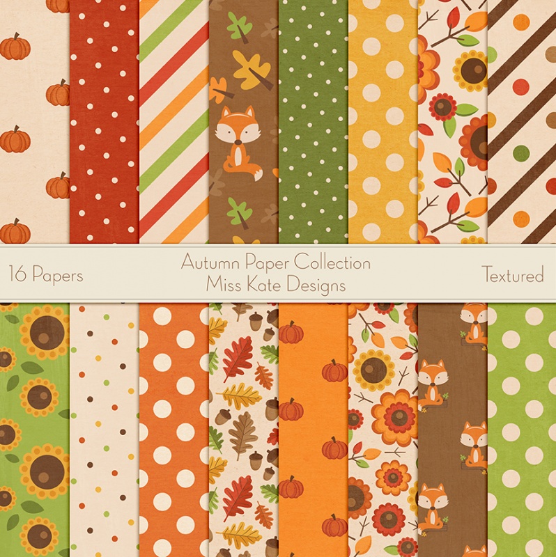 Miss Kate Cuttables Scrapbook Paper - Autumn