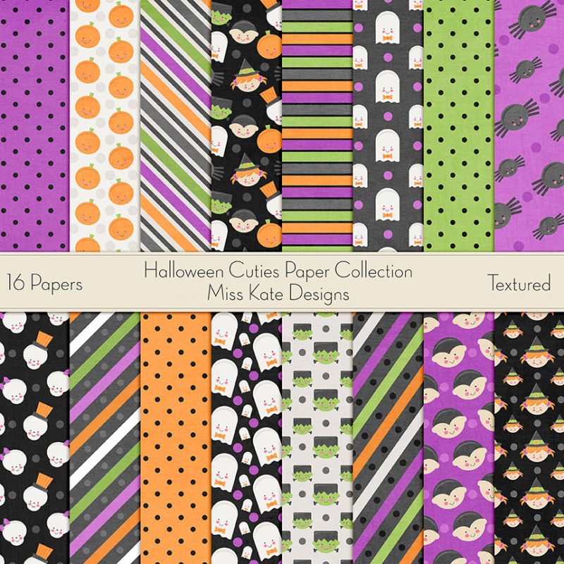 Miss Kate Cuttables Scrapbook Paper - Halloween Cuties - Paper Pack