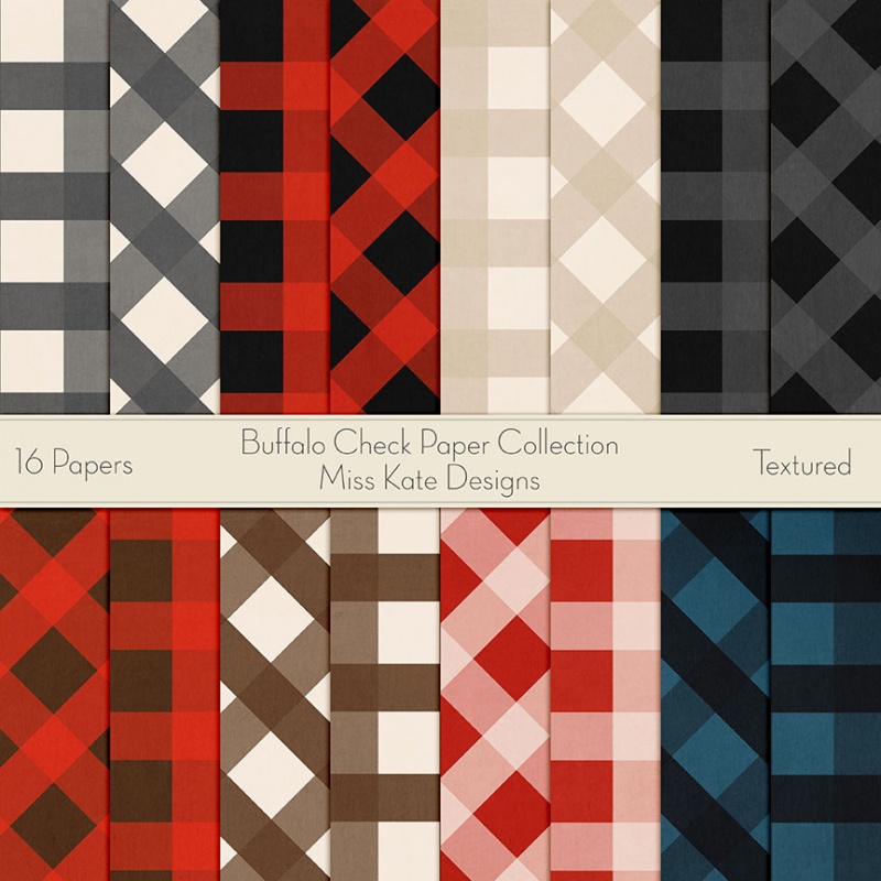 Miss Kate Cuttables Scrapbook Paper - Buffalo Check - Paper Pack