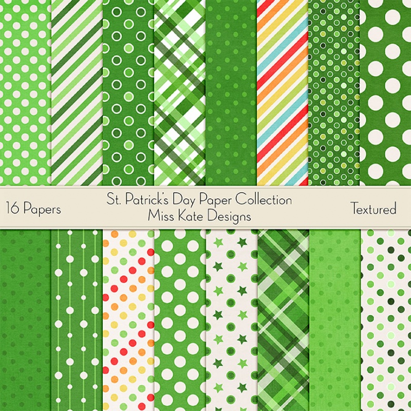 Miss Kate Cuttables Scrapbook Paper - St. Patrick's Day - Paper Pack