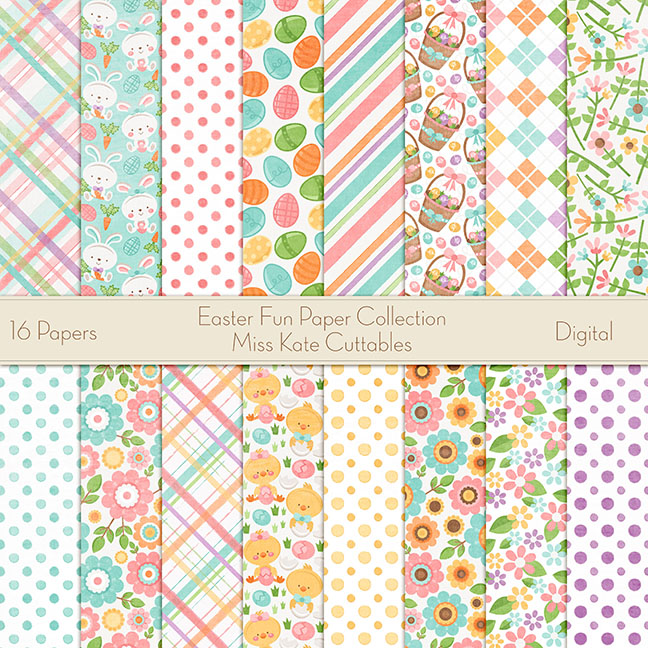Easter Fun Digital Paper SVG cut files SVG scrapbook cut file cute ...