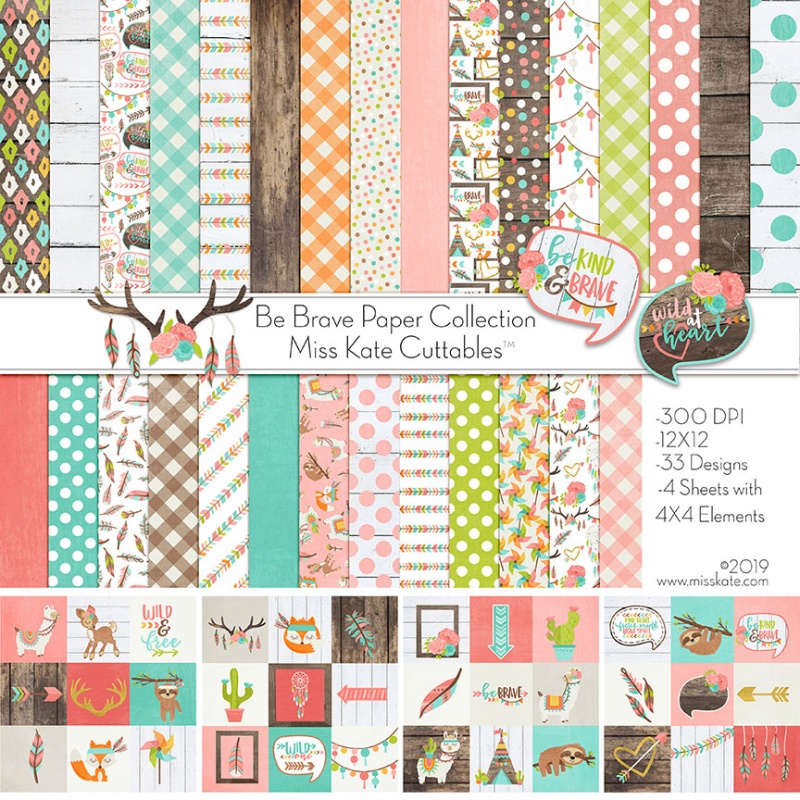 Be Brave Digital Scrapbook Paper file svg cuts scrapbook cut file cute ...