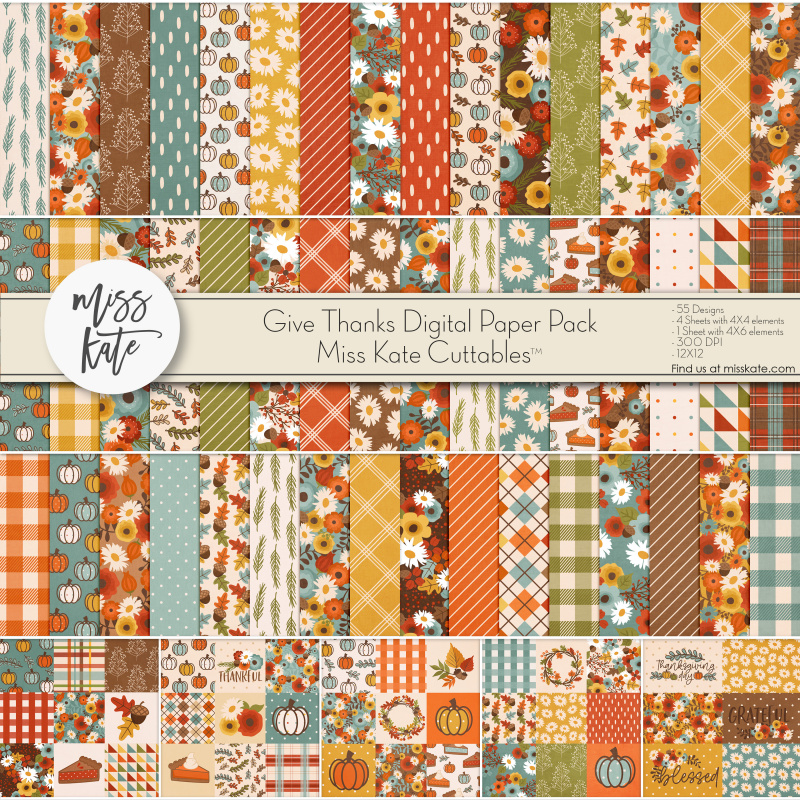 Give Thanks Digital Scrapbook Paper